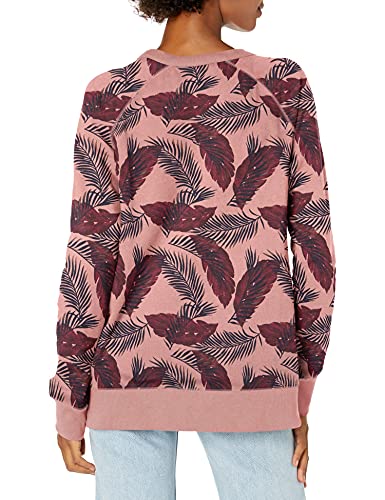 JAG Jeans Women's Kristen Side Snap Crew Pullover-Legacy, Misty Rose Print, L