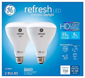 ge lighting 45195 8 watt e26 br30 daylight led dimmable relax hd reflector light bulbs 2 count