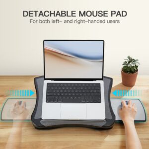 HUANUO Lap Desk with Cooling Fan with 5 Adjustable Angles, Laptop Desk Fits 15.6 Inch Laptops, Lap Laptop Stand for Car with Detachable Mouse Pad & Mesh Cushion Lap Desk Writing Board