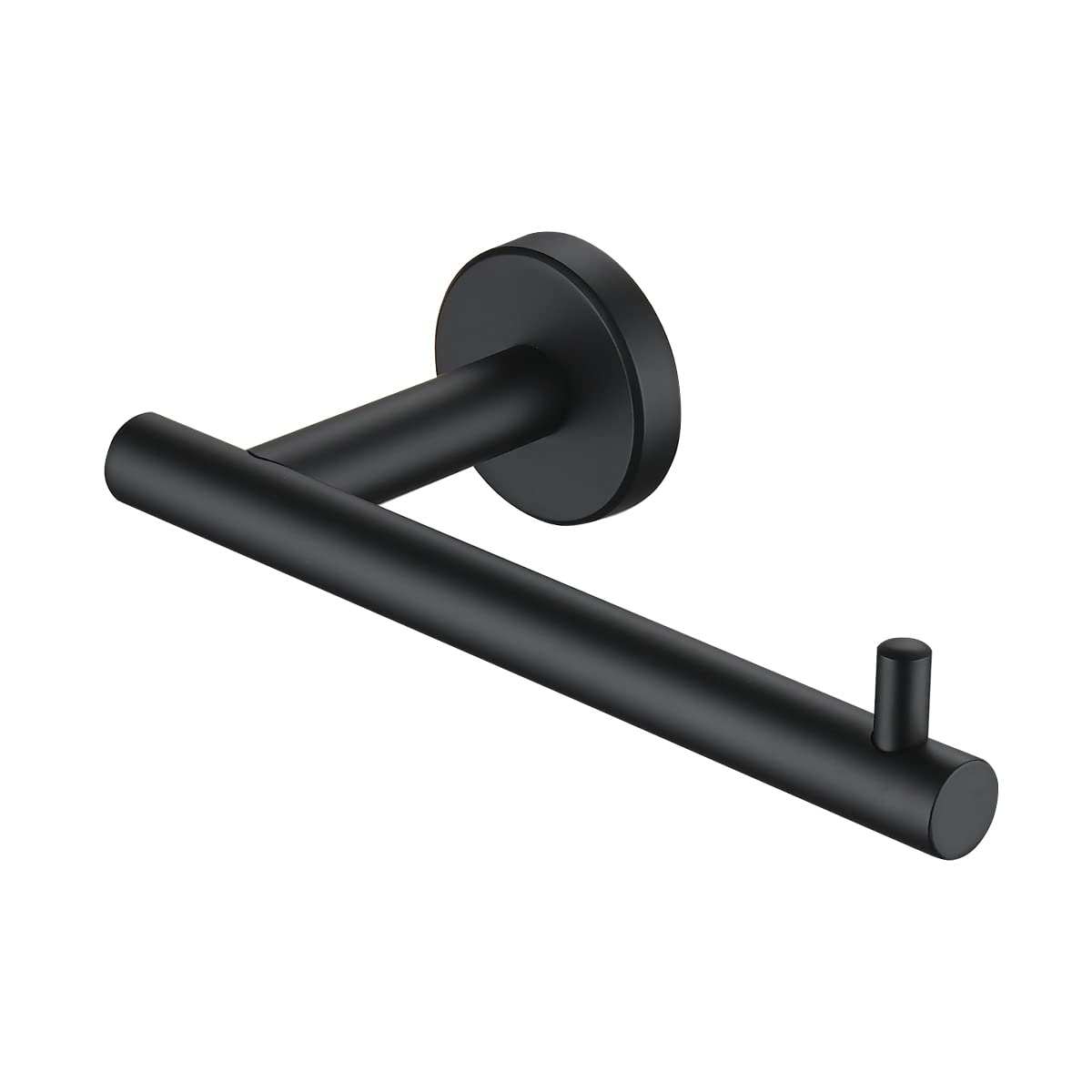 JQK Black Toilet Paper Holder, 5 Inch 304 Stainless Steel Thick 0.8mm Tissue Paper Dispenser, Matte Black Wall Mount, TPH100-PB