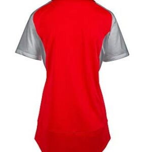 Mizuno Youth Aerolite 2-Button Fastpitch Softball Jersey, Red-Grey, Medium