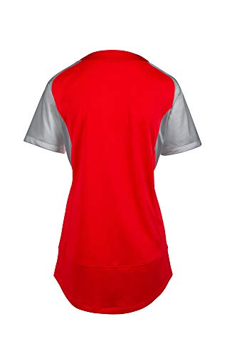 Mizuno Youth Aerolite 2-Button Fastpitch Softball Jersey, Red-Grey, Medium