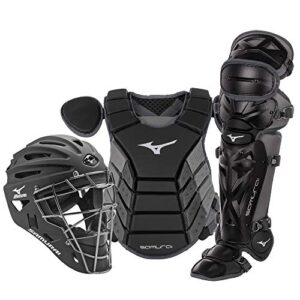 mizuno samurai adult baseball boxed catcher's gear set , black-grey, 15" men's adult