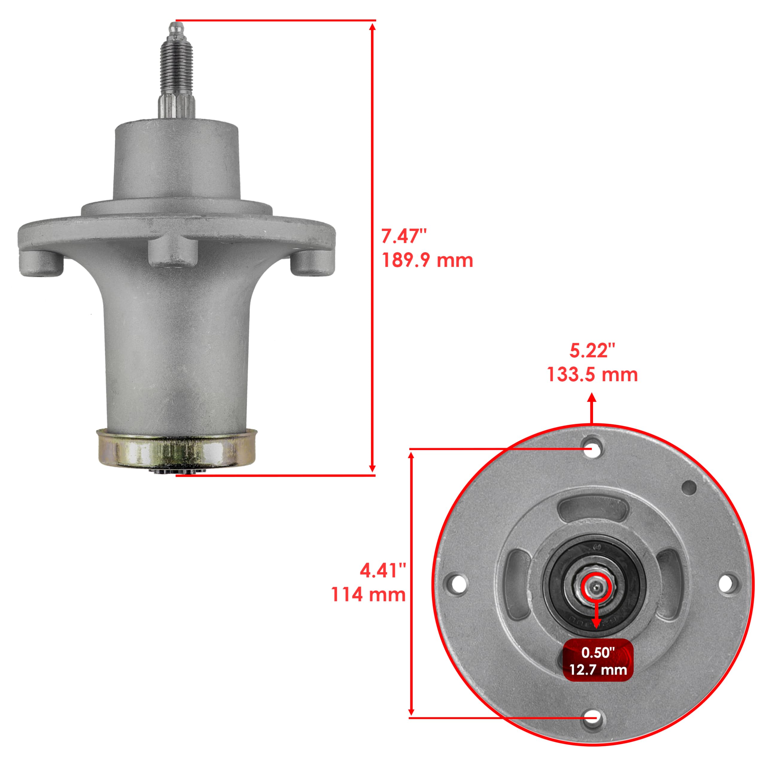 Caltric 3 Spindle Assembly Compatible with Husqvarna Mz48 Mz52 Mz5225 Mz6125 Mz6128 539112170