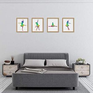 Little Girl Ballet Dancers Abstract Wall Art Print 8 x 10" Set of 4 Unframed, White Background, Perfect for for Girl Ballerina, Teacher and Lover of Ballet, Ideal Bedroom, Dance Studio, Locker Decor