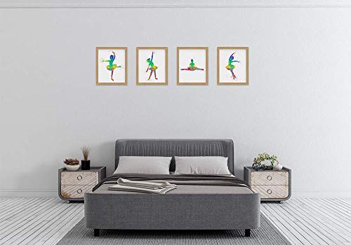 Little Girl Ballet Dancers Abstract Wall Art Print 8 x 10" Set of 4 Unframed, White Background, Perfect for for Girl Ballerina, Teacher and Lover of Ballet, Ideal Bedroom, Dance Studio, Locker Decor