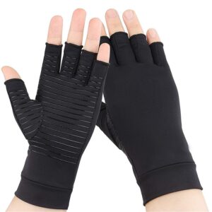 ltxb fingerless compression gloves copper arthritis gloves for pain, copper gloves compression gloves for carpal tunnel swelling arthritis pain relief gloves for men and women (m)