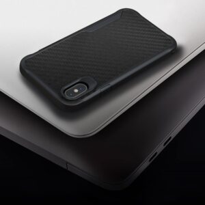 Kitoo Designed for iPhone X Case/Designed for iPhone Xs Case, Carbon Fiber Pattern, 10ft. Drop Tested, Wireless Charging - Black