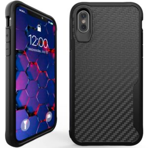 Kitoo Designed for iPhone X Case/Designed for iPhone Xs Case, Carbon Fiber Pattern, 10ft. Drop Tested, Wireless Charging - Black