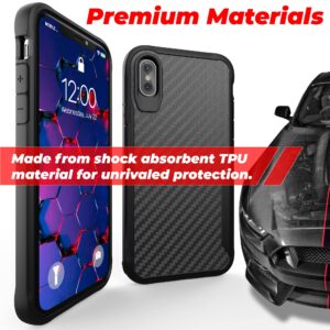 Kitoo Designed for iPhone X Case/Designed for iPhone Xs Case, Carbon Fiber Pattern, 10ft. Drop Tested, Wireless Charging - Black