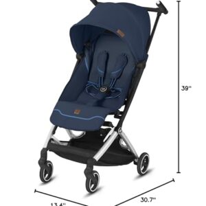 gb Pockit+ All City, Ultra Compact Lightweight Travel Stroller with Front Wheel Suspension, Full Canopy, and Reclining Seat in Night Blue