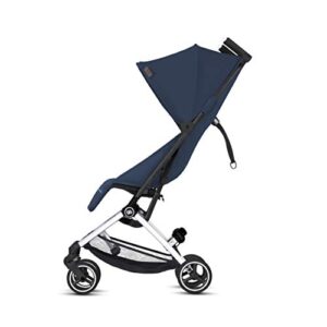 gb Pockit+ All City, Ultra Compact Lightweight Travel Stroller with Front Wheel Suspension, Full Canopy, and Reclining Seat in Night Blue