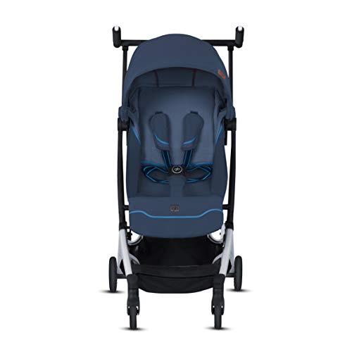 gb Pockit+ All City, Ultra Compact Lightweight Travel Stroller with Front Wheel Suspension, Full Canopy, and Reclining Seat in Night Blue