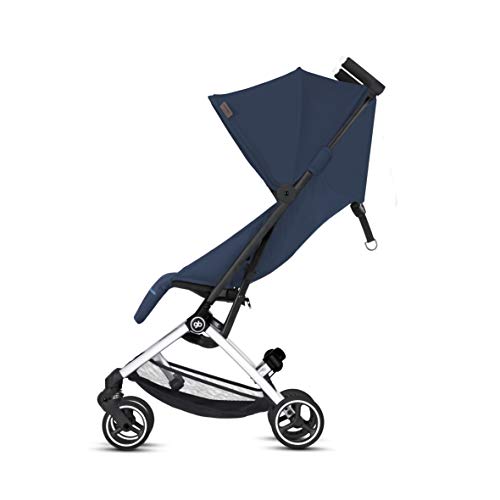 gb Pockit+ All City, Ultra Compact Lightweight Travel Stroller with Front Wheel Suspension, Full Canopy, and Reclining Seat in Night Blue