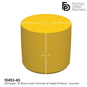 Factory Direct Partners 10453-AS SoftScape 18" Round Ottoman, Collaborative Flexible Seating for Kids, Standard 16" H, (4-Piece Set) - Assorted