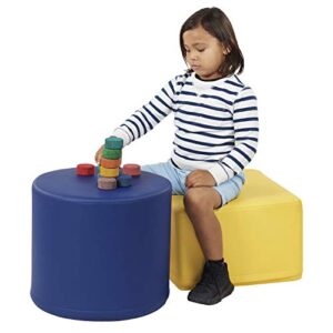 Factory Direct Partners 10453-AS SoftScape 18" Round Ottoman, Collaborative Flexible Seating for Kids, Standard 16" H, (4-Piece Set) - Assorted