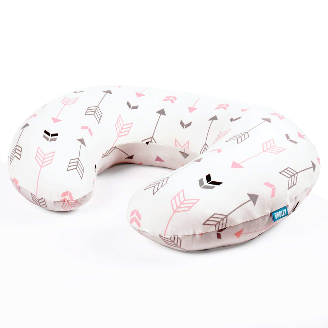 BROLEX Stretchy Nursing Pillow Covers 2 Pack Nursing Pillow Slipcovers for Breastfeeding Moms,Ultra Soft Snug Fits On Infant Nursing Pillow,Pink & White Arrow