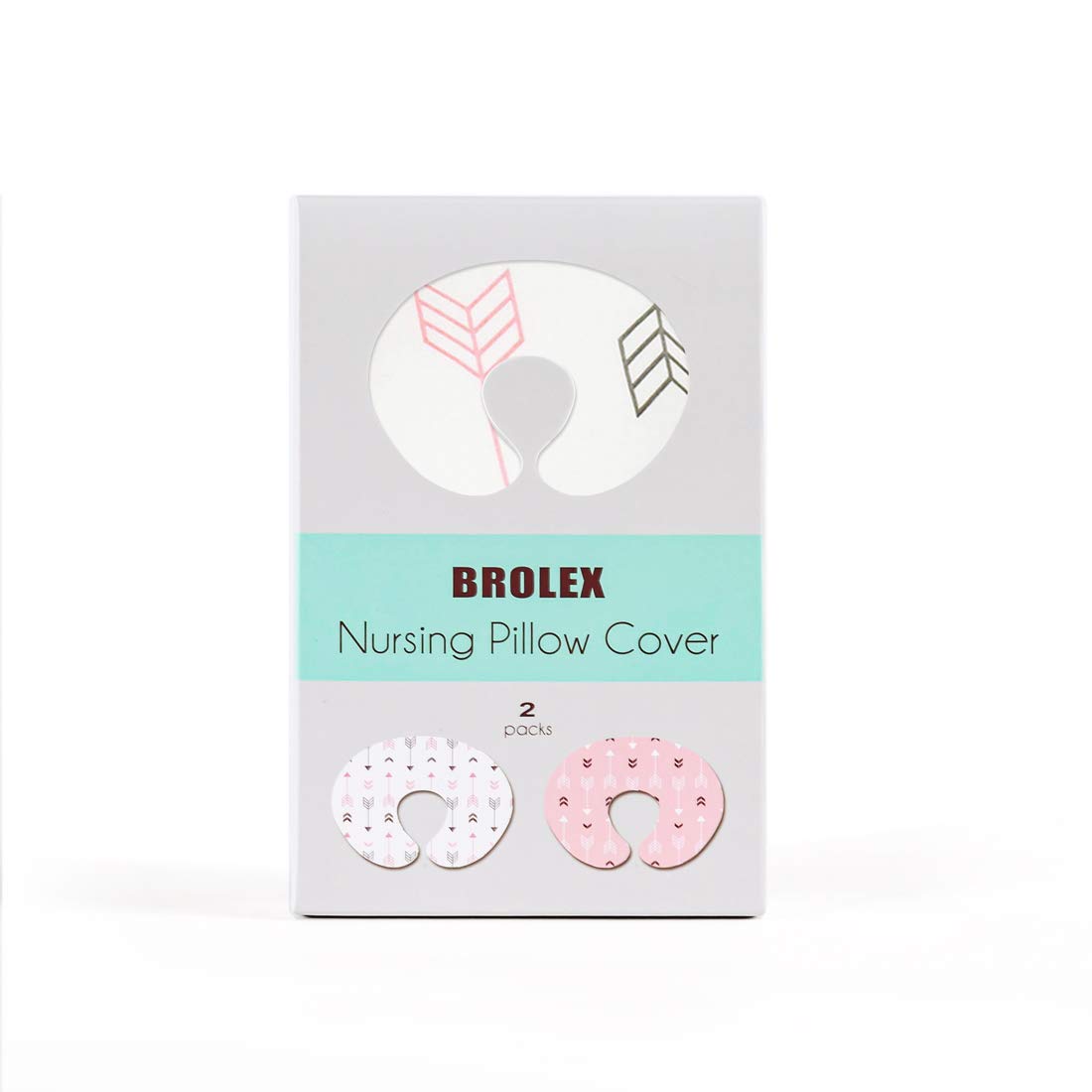 BROLEX Stretchy Nursing Pillow Covers 2 Pack Nursing Pillow Slipcovers for Breastfeeding Moms,Ultra Soft Snug Fits On Infant Nursing Pillow,Pink & White Arrow