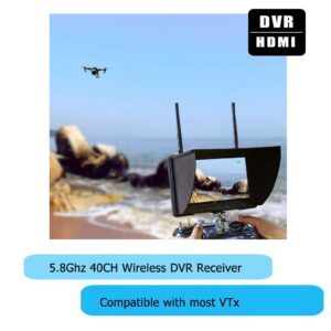 BLACK PEARL 5.8Ghz FPV Monitor Flysight RC801 FPV Diversity Monitor7 Inch FPV Ground Monitor with DVR and HDMI Perfect FPV Performance Monitor for DJI Phantom Drone Inspire (RC801DSMA)