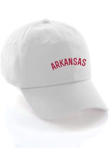 daxton usa cities baseball dad hat cap cotton unstructure low profile strapback - arkansas white red