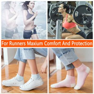 RedsGirl Ankle Running Sports Cotton Socks Mesh Breathable Low Cut Short Athletic Terry Sock for Women Youth, Multicolor 6 Pairs