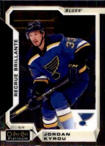 2018-19 o-pee-chee platinum #163 jordan kyrou rc rookie st. louis blues nhl hockey trading card