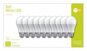 ge lighting 240111 10w soft white a19 led light bulb - frost, pack of 10