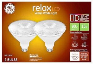 ge lighting 45249 15 watt e26 par38 warm white led dimmable relax hd light bulbs 2 count