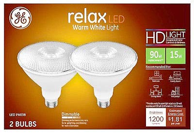 Ge Lighting 45249 15 Watt E26 Par38 Warm White Led Dimmable Relax Hd Light Bulbs 2 Count