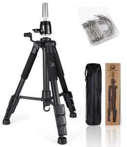 qishi yuhua wig stand tripod with non-slip base adjustable mannequin head stand with hook heavy duty manikin head tripod