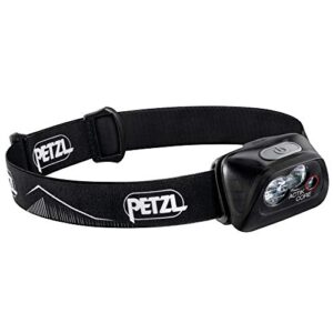 petzl actik core headlamp - rechargeable, compact 450 lumen light with red lighting for hiking, climbing, and camping - black