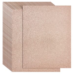 bright creations 24 sheets rose gold glitter cardstock paper 8.5 x 11 for scrapbooking, diy projects, arts and crafts (280gsm)