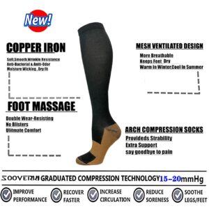 Graduated Copper Compression Socks for Men & Women Circulation 8 Pairs 15-20mmHg - Best for Running Athletic Cycling