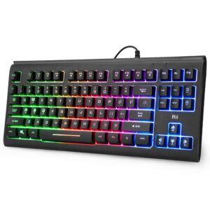 rii gaming keyboard,87-keys rgb backlit compact keyboard,silent computer keyboard,wired tenkeyless keyboard for laptop,pc,windows,mac