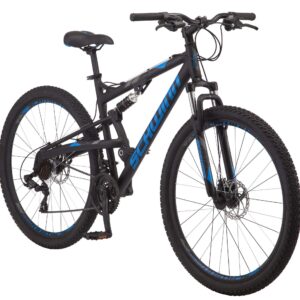 Schwinn S29 Mens and Womens Mountain Bike, 29-Inch Wheels, 21-Speed, 20-Inch Aluminum Frame, Dual-Suspension, Mechanical Disc Brakes, Matte Black