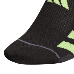 adidas Men's Superlite Stripe II 3-Pack Super No Show, Black/Night Grey/Signal Green, Large