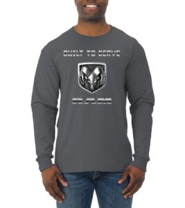 dodge ram logo retro guts glory usa cars and trucks mens long sleeve shirt, charcoal, x-large