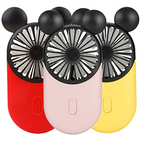 FAYDOVE Cute Personal Mini Fan, Handheld& Portable USB Charging Fan with Beautiful LED Lights, 3 Adjustable speeds, Portable Stand for Indoor and Outdoor Activities, Cute Mouse Fan