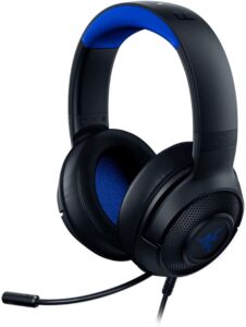 razer kraken x ultralight gaming headset: 7.1 surround sound - lightweight aluminum frame - bendable cardioid microphone - for pc, ps4, ps5, switch, xbox one, xbox series x|s, mobile - black/blue