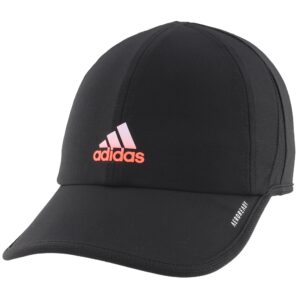 adidas women's superlite relaxed fit performance hat older model, black/signal coral/purple tint, one size