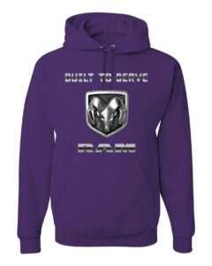 wild bobby dodge ram logo retro built to serve usa cars and trucks unisex graphic hoodie sweatshirt, purple, large