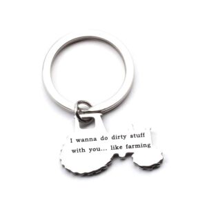 bobauna farm tractor keychain i wanna do dirty stuff with you like farming farmer gift for dad uncle husband (tractor farming keychain)