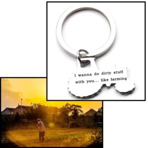 bobauna Farm Tractor Keychain I Wanna Do Dirty Stuff With You Like Farming Farmer Gift For Dad Uncle Husband (tractor farming keychain)