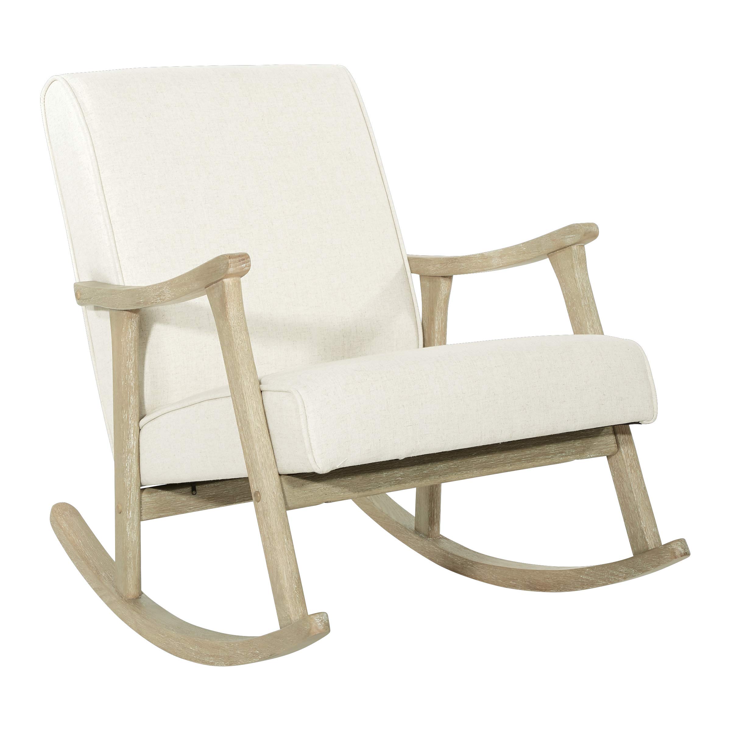 OSP Home Furnishings Gainsborough Rocker with Padded Seat and Solid Wood Frame, Linen Fabric with Brushed Finish