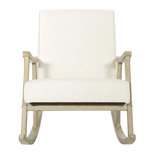 OSP Home Furnishings Gainsborough Rocker with Padded Seat and Solid Wood Frame, Linen Fabric with Brushed Finish