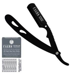 100 blades + facón professional traditional straight edge barber razor - salon quality cut throat shavette