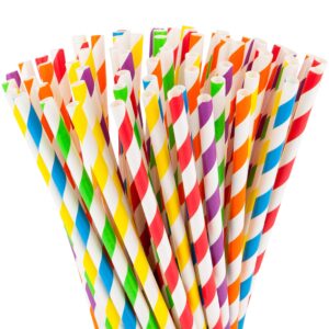 Paper Straws 400 Pack Biodegradable Colorful Striped Design 8.25" Straw for Everyday/Birthday Party/Baby Shower/Wedding/Anniversary and Parties, Long Lasting - by DuraHome (Colorful - 400pc)