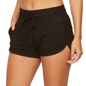 Colosseum Active Women's Junior Fit Four Way Stretch Micro French Terry Dolphin Lounge Short with Pockets (Black, Large)