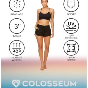 Colosseum Active Women's Junior Fit Four Way Stretch Micro French Terry Dolphin Lounge Short with Pockets (Black, Large)