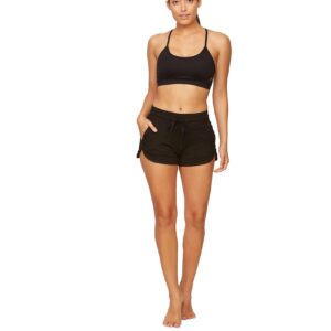 Colosseum Active Women's Junior Fit Four Way Stretch Micro French Terry Dolphin Lounge Short with Pockets (Black, Large)